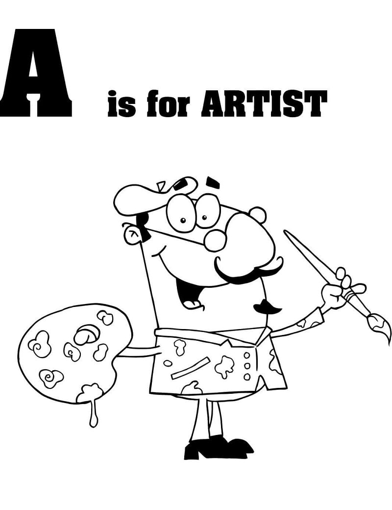 Artista Lettera A da colorare. Scarica, stampa o colora subito online!
