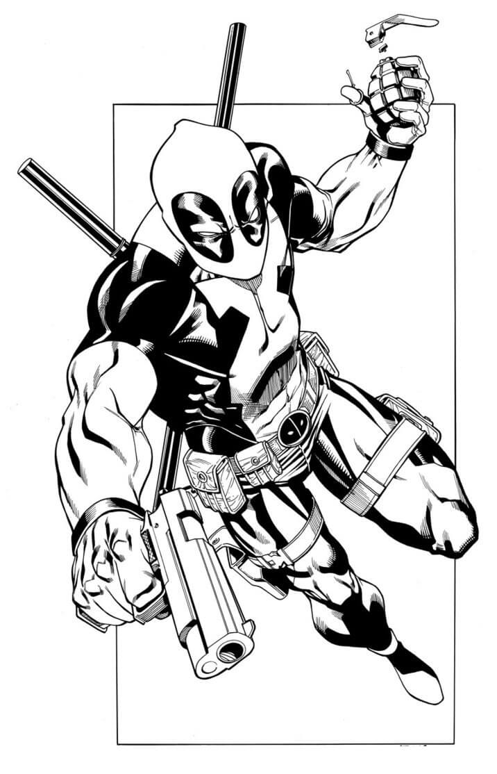 Bonito Deadpool da colorare. Scarica, stampa o colora subito online!