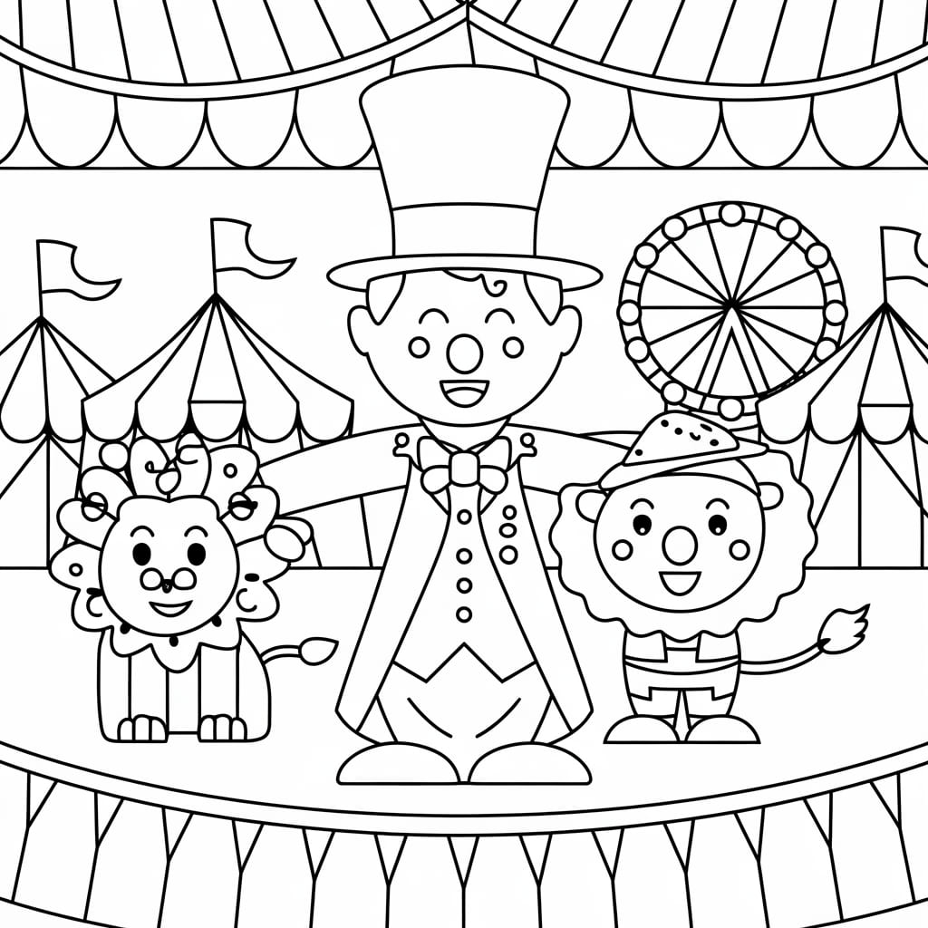 Circo felice immagine da colorare. Scarica, stampa o colora subito online!