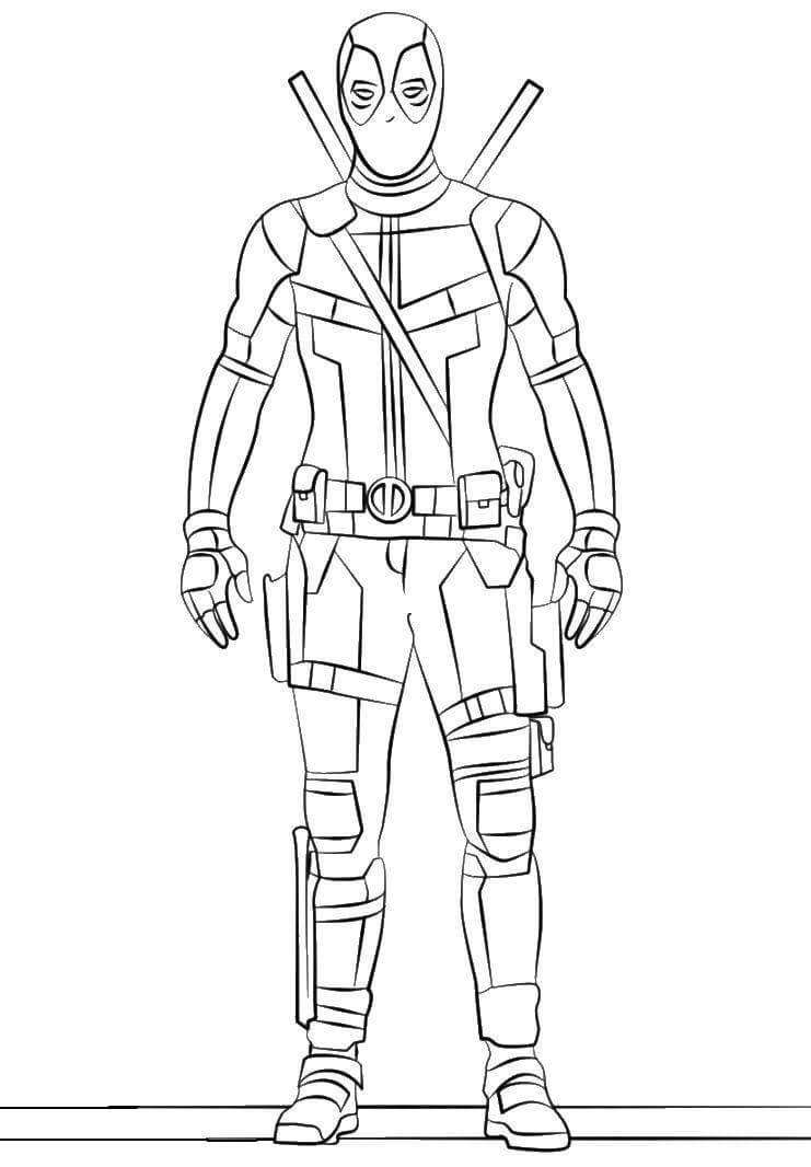 Deadpool de Pie da colorare. Scarica, stampa o colora subito online!