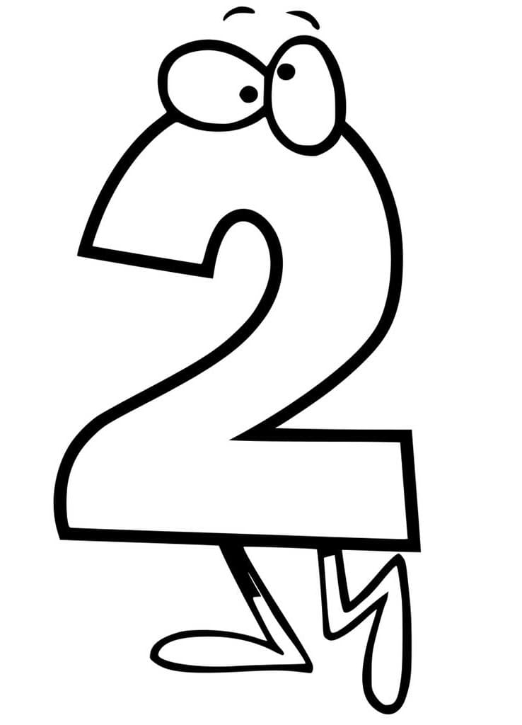 Divertente numero 2 da colorare. Scarica, stampa o colora subito online!