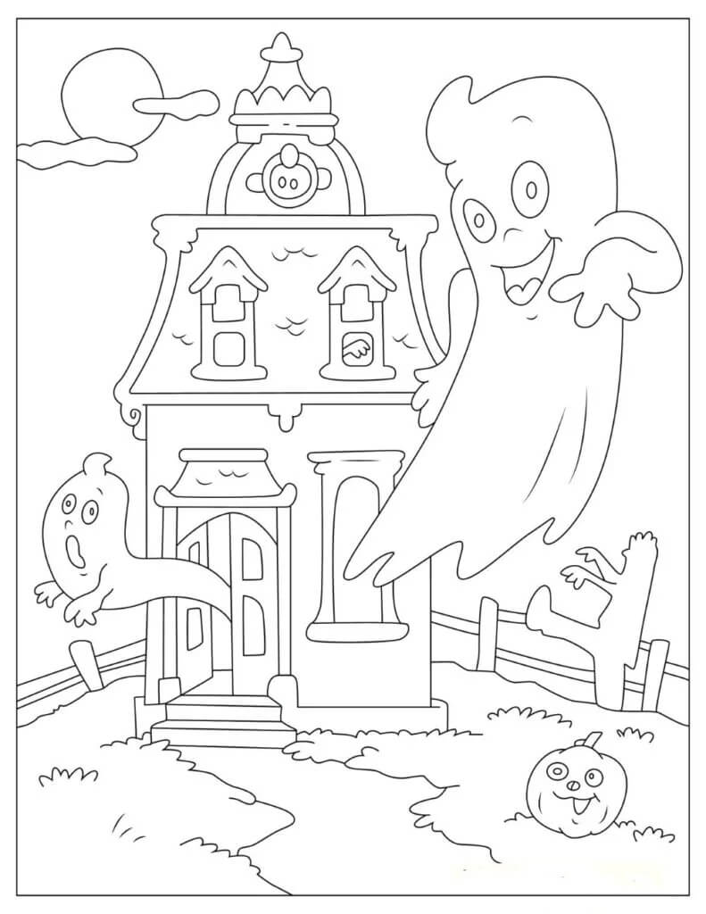 Due Fantasmi con Castello da colorare. Scarica, stampa o colora subito ...