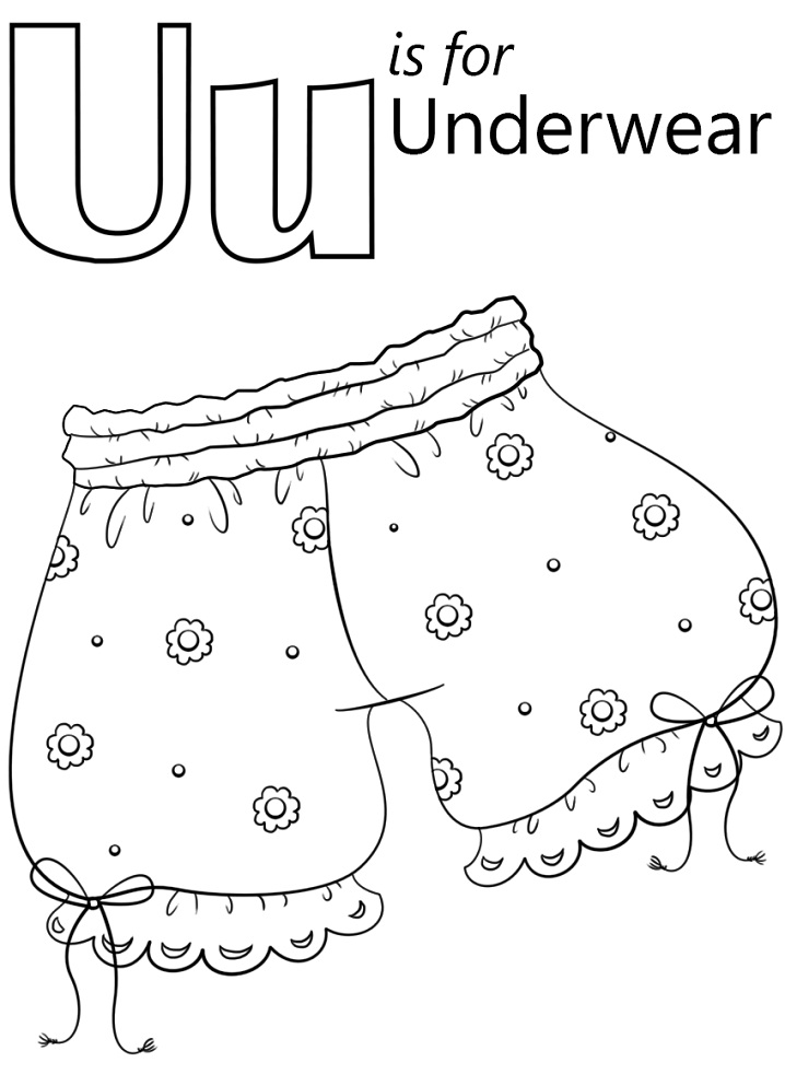 Intimo Lettera U da colorare. Scarica, stampa o colora subito online!