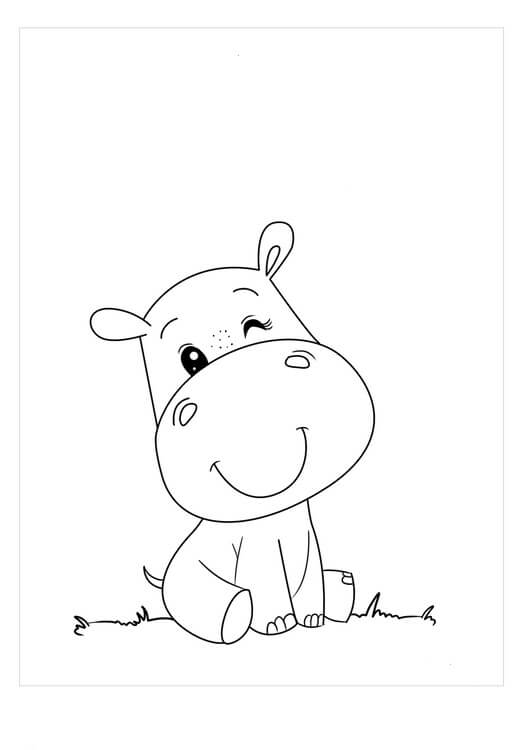 Ippopotamo Seduto da colorare. Scarica, stampa o colora subito online!