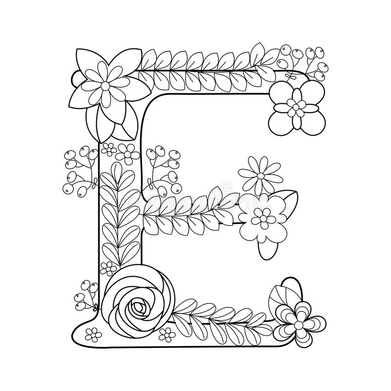 Lettera E con fiore da colorare. Scarica, stampa o colora subito online!