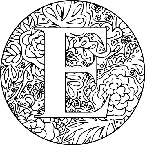Lettera E in cerchio di fiori da colorare. Scarica, stampa o colora ...