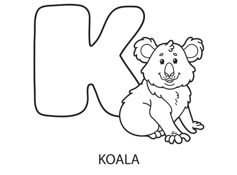 Lettera K per Koala da colorare. Scarica, stampa o colora subito online!