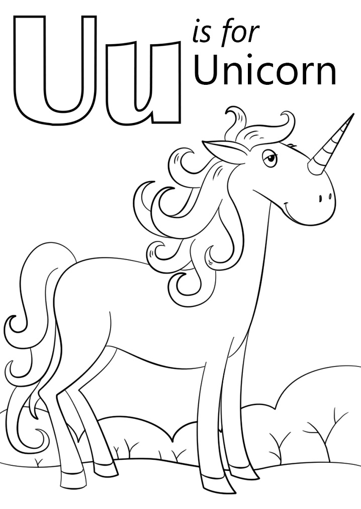 Lettera U unicorno da colorare. Scarica, stampa o colora subito online!
