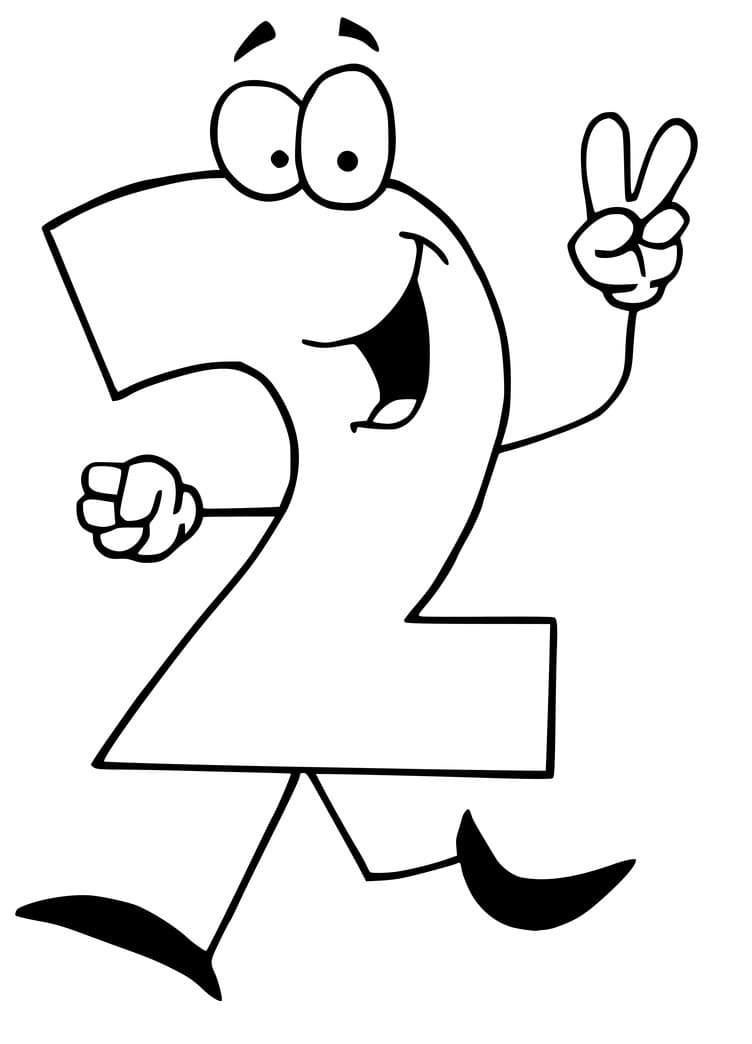 Numero 2 nel cuore da colorare. Scarica, stampa o colora subito online!