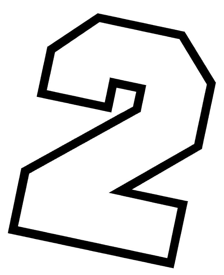 Numero stampabile gratuito 2 da colorare. Scarica, stampa o colora ...