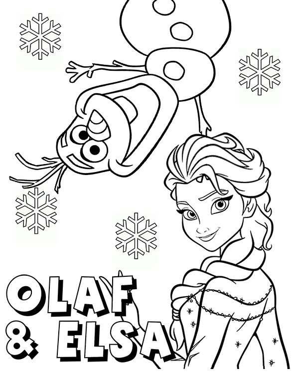 Olaf ed Elsa da colorare. Scarica, stampa o colora subito online!