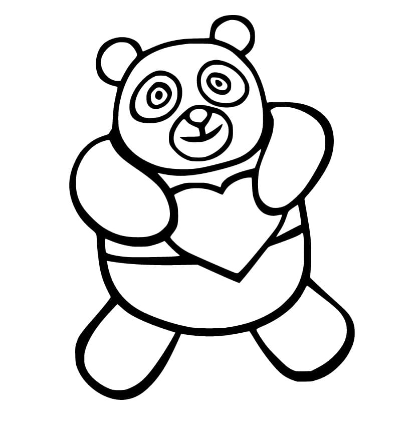 Panda con un Cuore da colorare. Scarica, stampa o colora subito online!