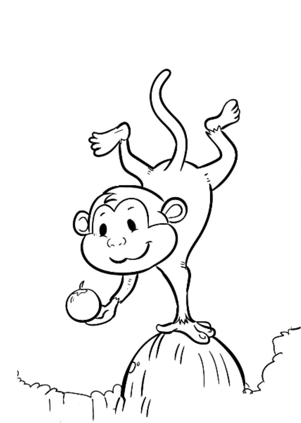 Scimmia con frutti da colorare. Scarica, stampa o colora subito online!