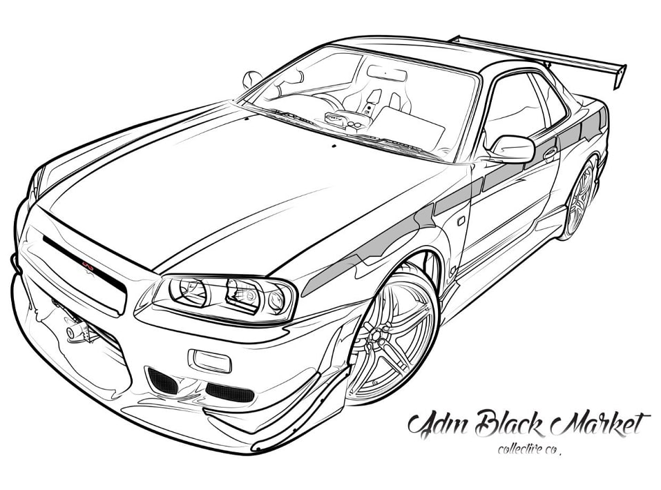 Skyline r34 da colorare. Scarica, stampa o colora subito online!