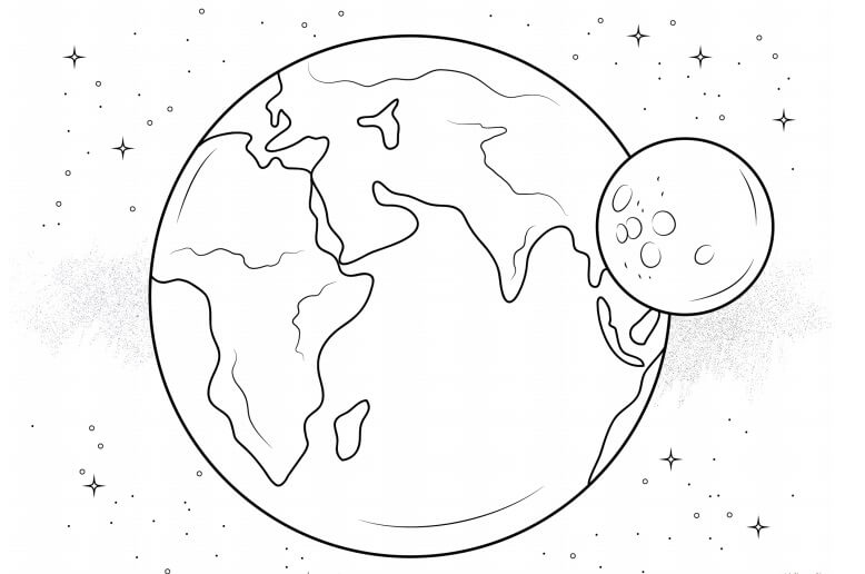 Terra e Luna da colorare. Scarica, stampa o colora subito online!