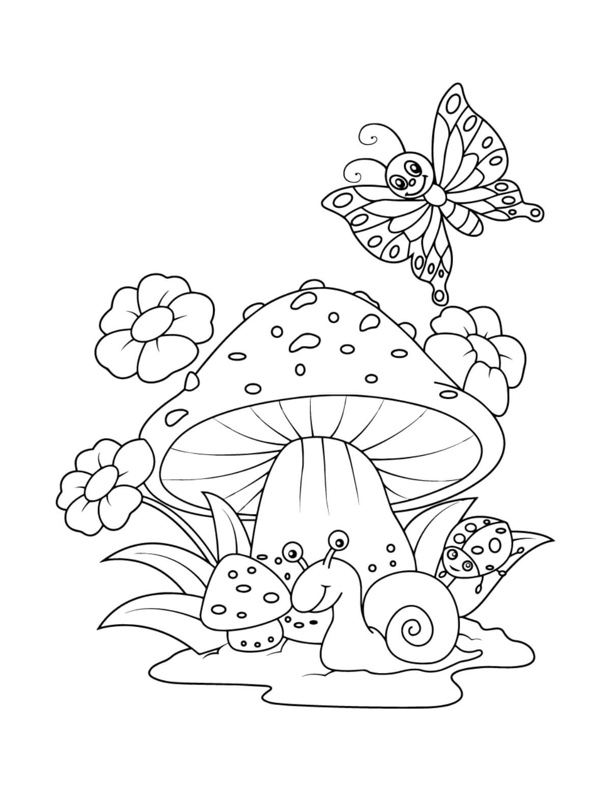 Disegni di Funghi da colorare - Disegni-Colorare.Com